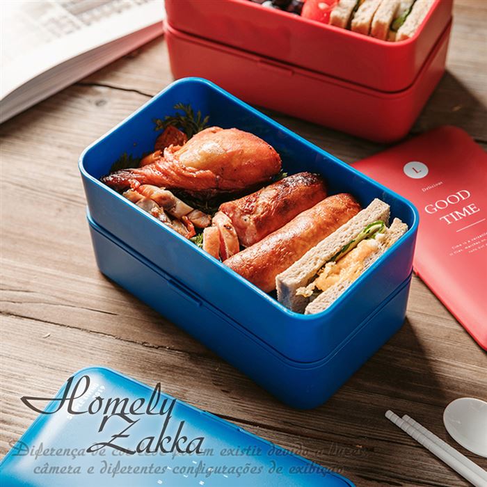 【Homely Zakka】北歐創意ins風雙層便當盒/可微波飯盒_藍色 | 7-ELEVEN i預購