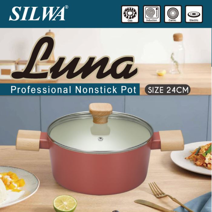 【SILWA西華名鍋】LUNA雙耳陶瓷不沾湯鍋24cm | 7-ELEVEN i預購